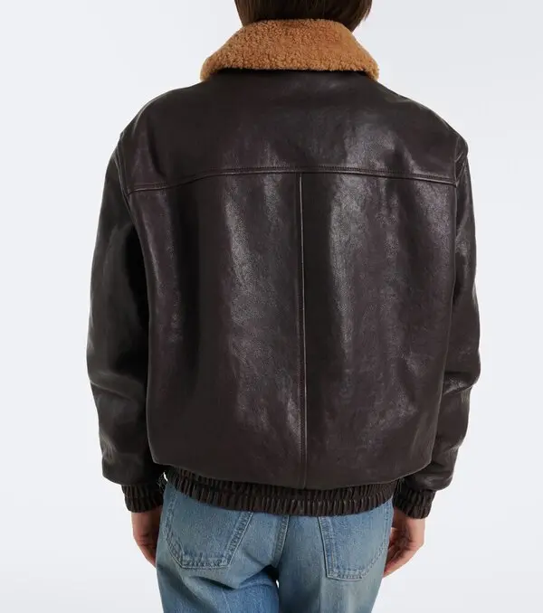 Valentino Garavani Shearling-trimmed Leather Bomber Jacket