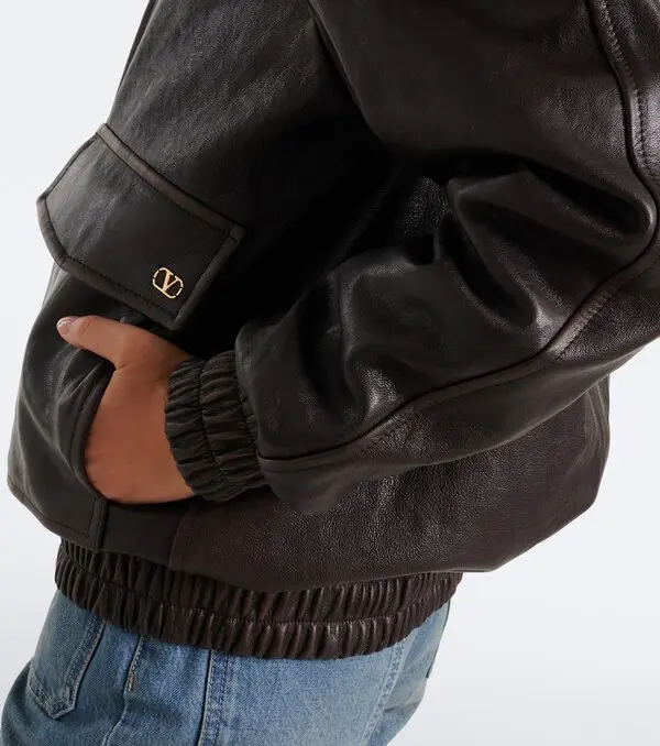Valentino Garavani Shearling-trimmed Leather Bomber Jacket