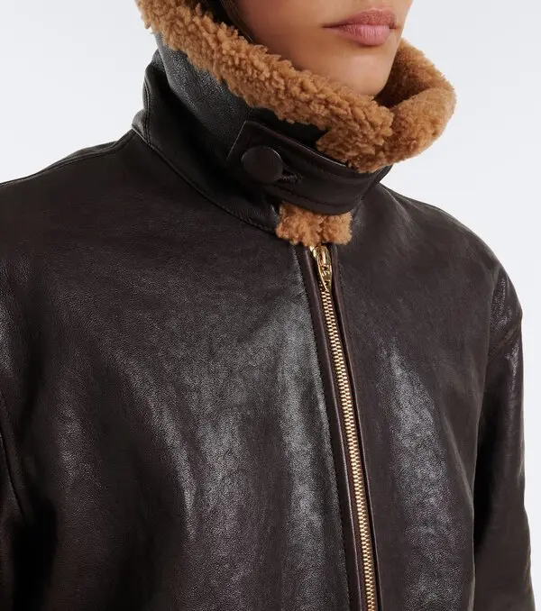 Valentino Garavani Shearling-trimmed Leather Bomber Jacket