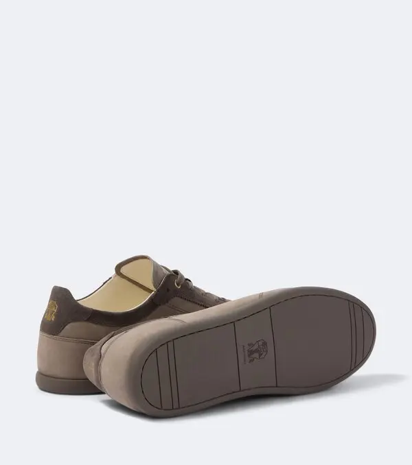 Brunello Cucinelli Suede And Leather Lace-up Sneakers