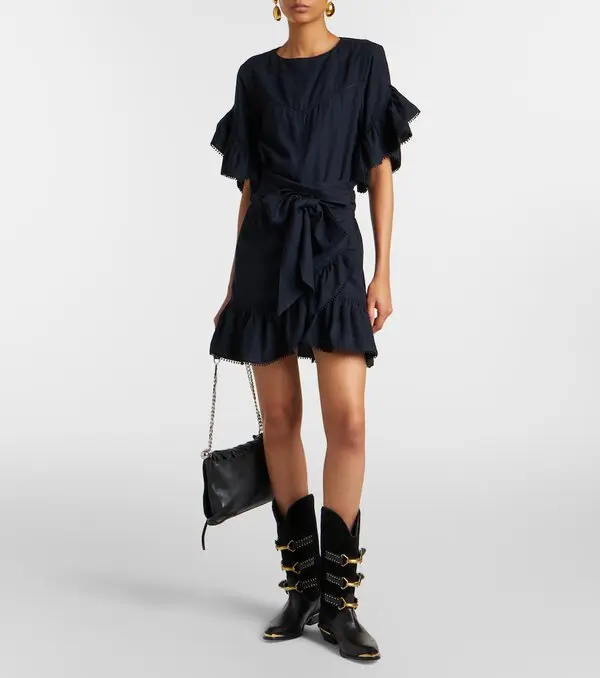 MARANT ETOILE Melicia Ruffled Mini Dress - Black