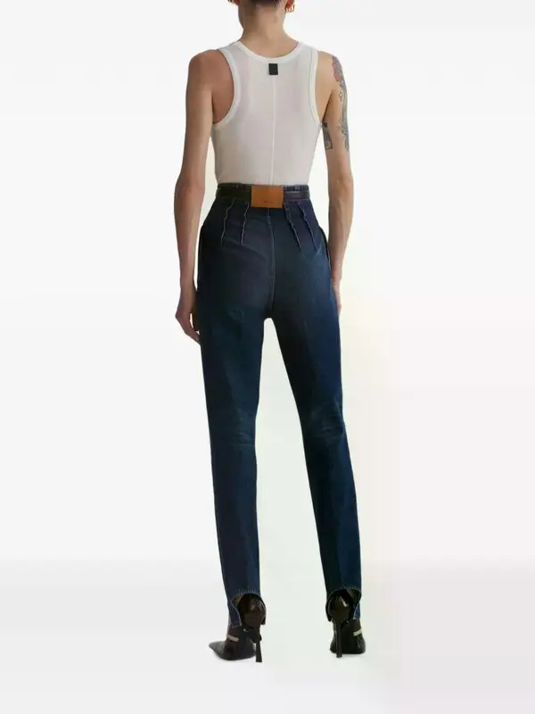 MUGLER High-waisted Pleated Denim Trousers
