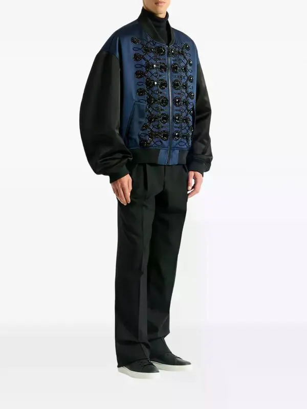 Balmain Embellished Satin Bomber Jacket
