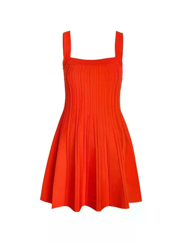 Simkhai Indie Ribbed-knit Fla Mini Dress - Red