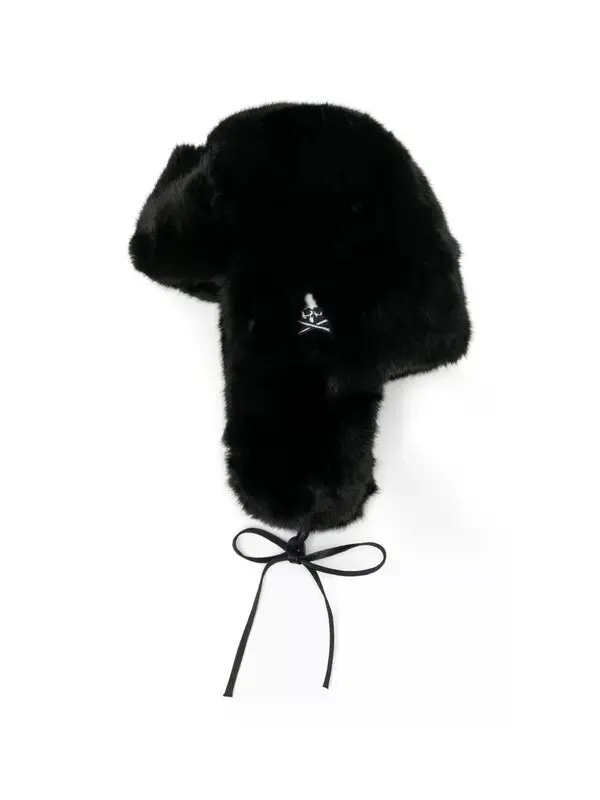 MASTERMIND WORLD Faux-fur Trapper Hat With Skull Embroidery - Black