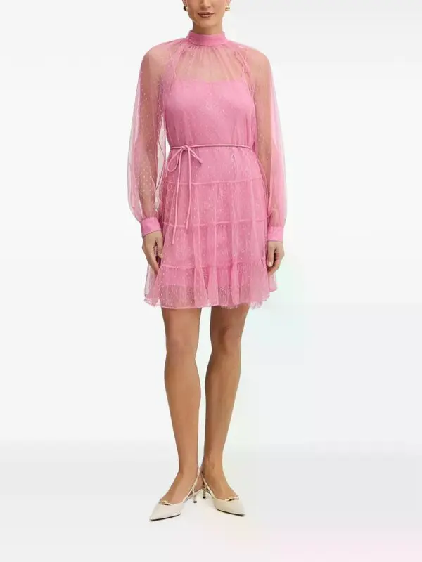 TWINSET Tiered Point D'esprit Mini Dress - Pink