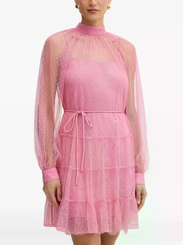 TWINSET Tiered Point D'esprit Mini Dress - Pink