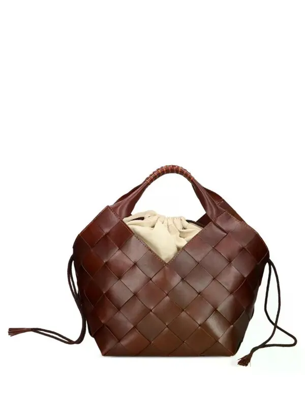 Dragon Diffusion Woven Leather Bucket Bag - Brown