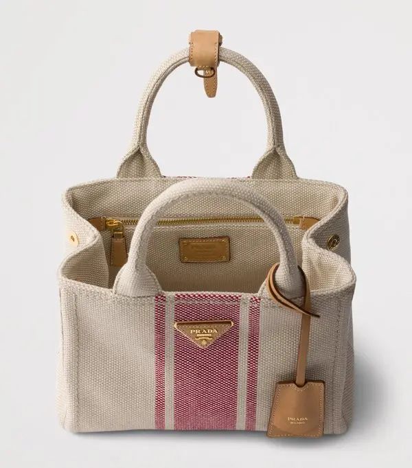 Prada Small Canvas Jardinière Top-handle Bag - Neutral