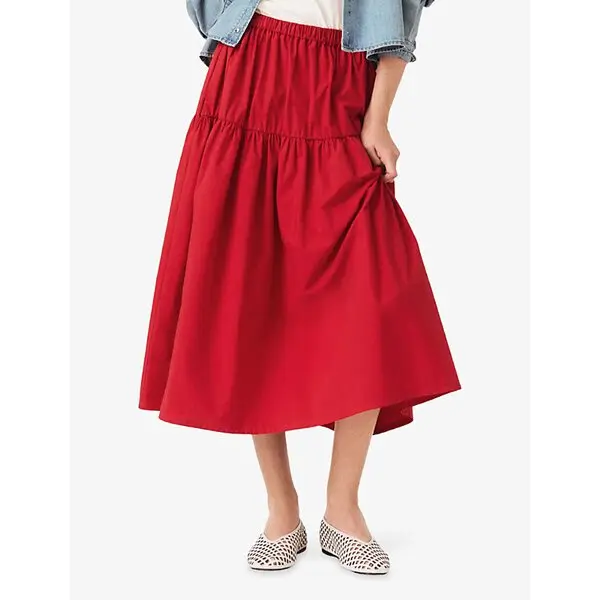 Maje Gathered Tiered Midi Skirt
