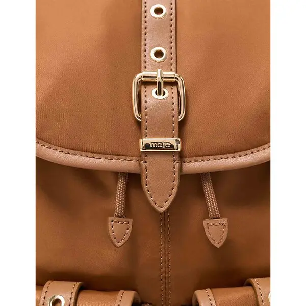 Maje Eyelet-embellished Nylon And Leather Backpack