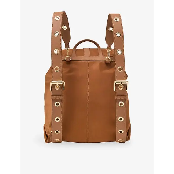 Maje Eyelet-embellished Nylon And Leather Backpack