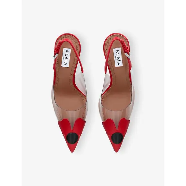 Alaïa Bloom 90 Slingback Leather Heels - Red