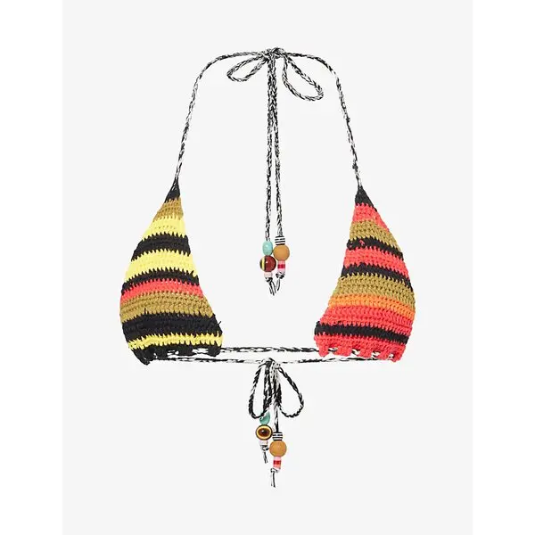 JADED LONDON Selka Striped Crochet Bikini Top - Multi