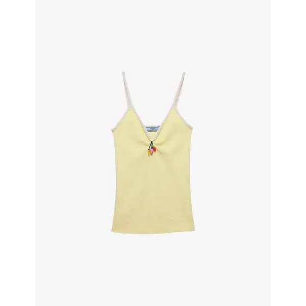Prada Sleeveless Cotton Bouclé Top - Yellow