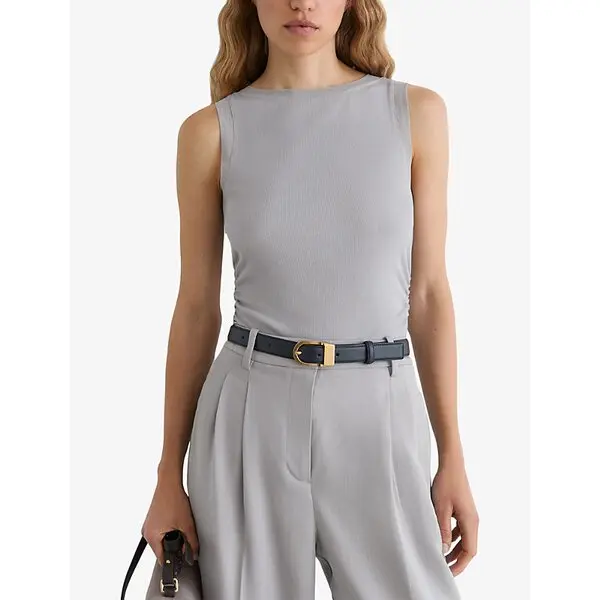 REISS Trinny Side-ruched Stretch Cotton-blend Vest - Grey