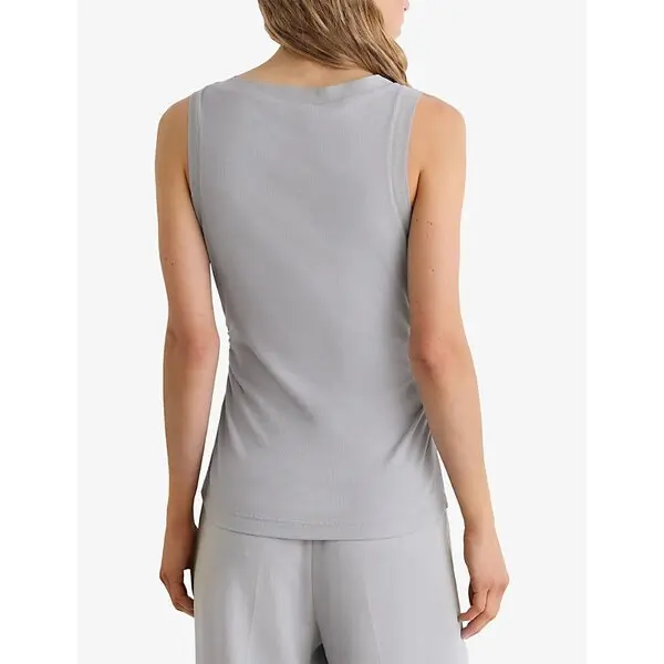 REISS Trinny Side-ruched Stretch Cotton-blend Vest - Grey