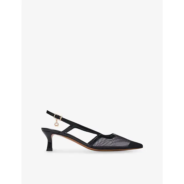 Maje Clover Charm Mesh And Leather Slingbacks - Black