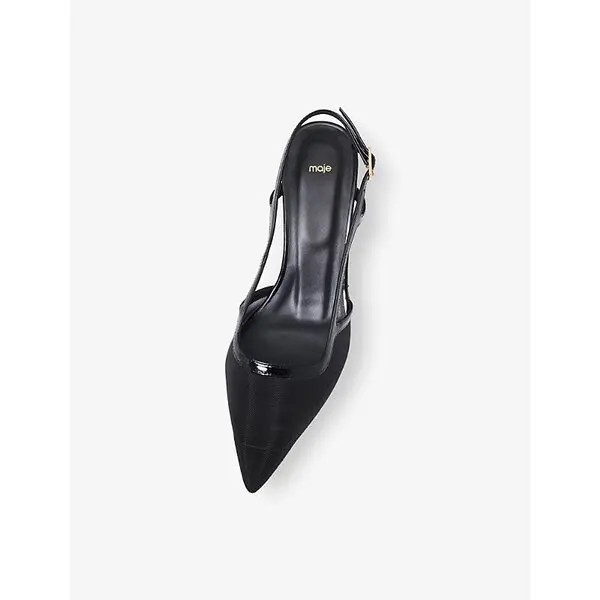 Maje Clover Charm Mesh And Leather Slingbacks