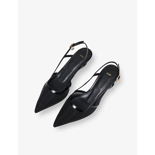 Maje Clover Charm Mesh And Leather Slingbacks