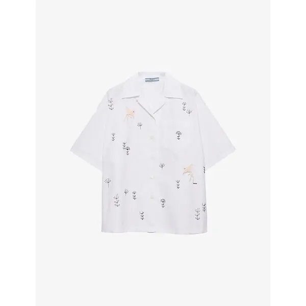 Prada Embroidered Cotton Poplin Shirt