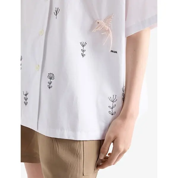Prada Embroidered Cotton Poplin Shirt