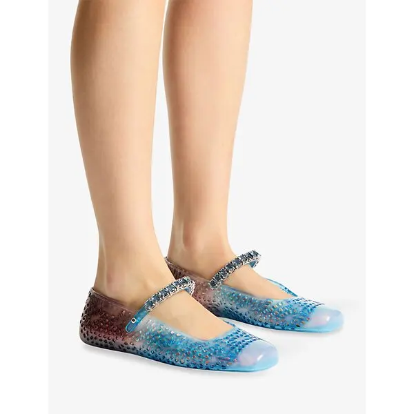 JIMMY CHOO Degradé Ballet Flats With Crystal Embellishment - Denim/denim