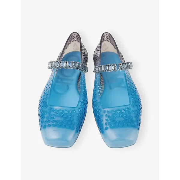 JIMMY CHOO Degradé Ballet Flats With Crystal Embellishment - Denim/denim