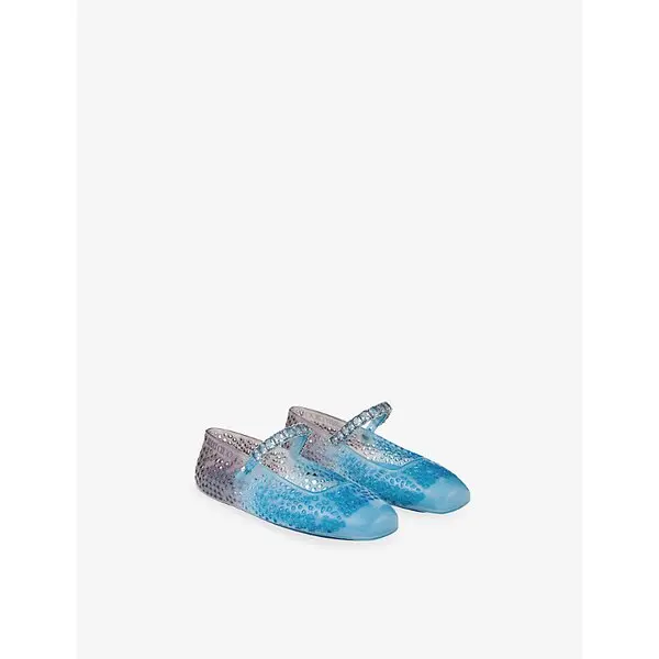JIMMY CHOO Degradé Ballet Flats With Crystal Embellishment - Denim/denim