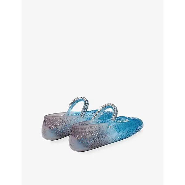JIMMY CHOO Degradé Ballet Flats With Crystal Embellishment - Denim/denim