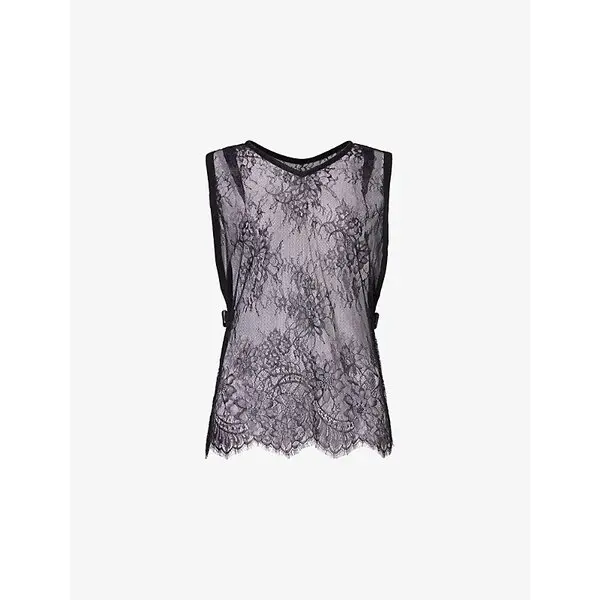 SIR. The Ingrid Silk-blend Lace Top - Black