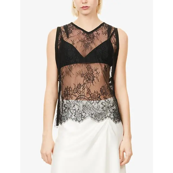 SIR. The Ingrid Silk-blend Lace Top