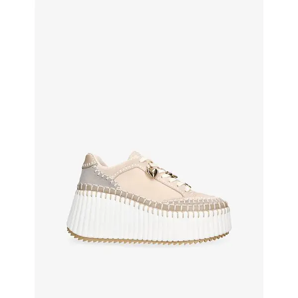 Chloé Logo-charm Leather Trainers - Grey/other