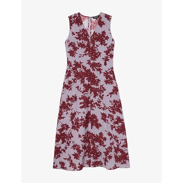 Whistles Floral Textured Cotton Midi Dress - Multi-coloured