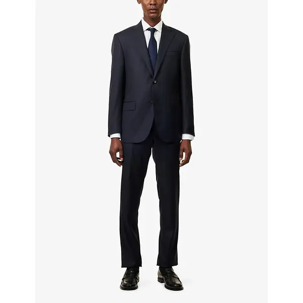 Corneliani Single-breasted Notch-lapel Wool Suit - Navy