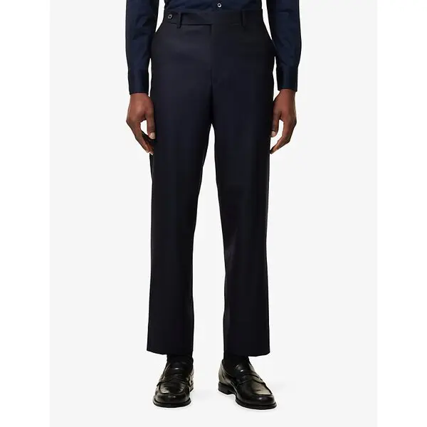 Corneliani Straight-leg Wool Trousers - Navy