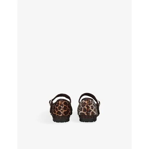FLABELUS Pierre Cheetah Velvet Mary Jane Flats - Dk.brn Com
