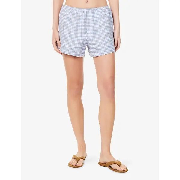 REFORMATION Nora Gingham-print Linen Shorts