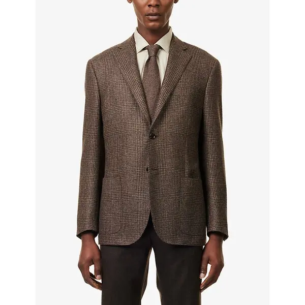 Corneliani Pow Mouline Notch-lapel Wool Blazer - Brown Multi
