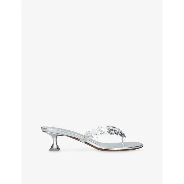Amina Muaddi Janis Thong Sandals - Silver
