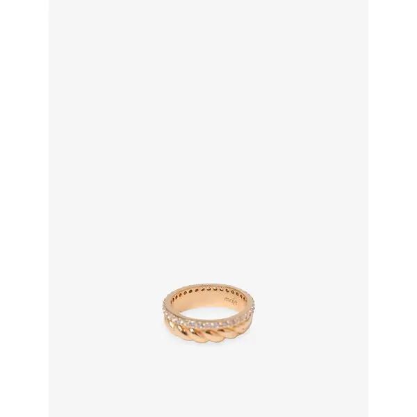 Maje Twisted Rhinestone Brass Ring