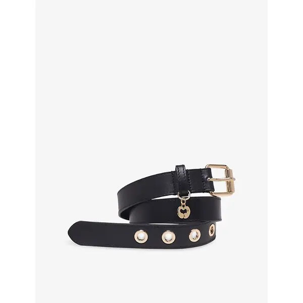 Maje Eyelet Leather Belt - Black