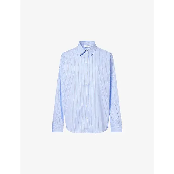 ANINE BING Essie Pinstripe Cotton Shirt - Washed Blue