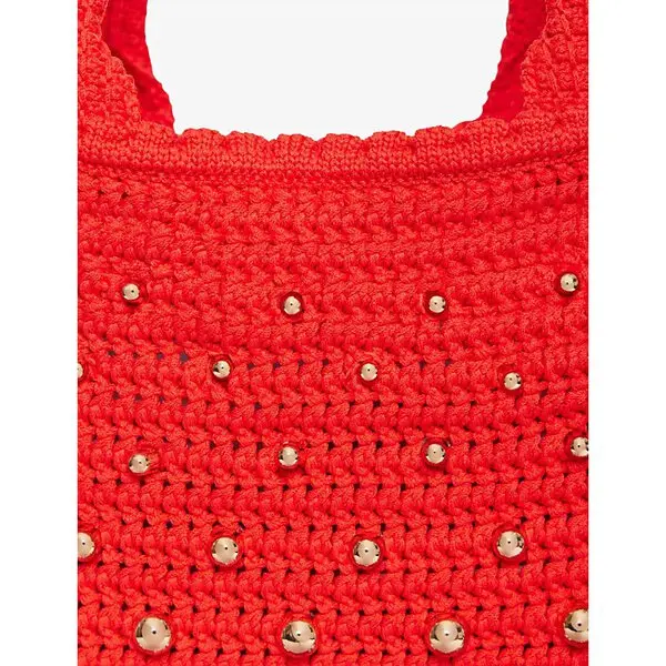 Sandro Stud-embellished Crochet Tote Bag