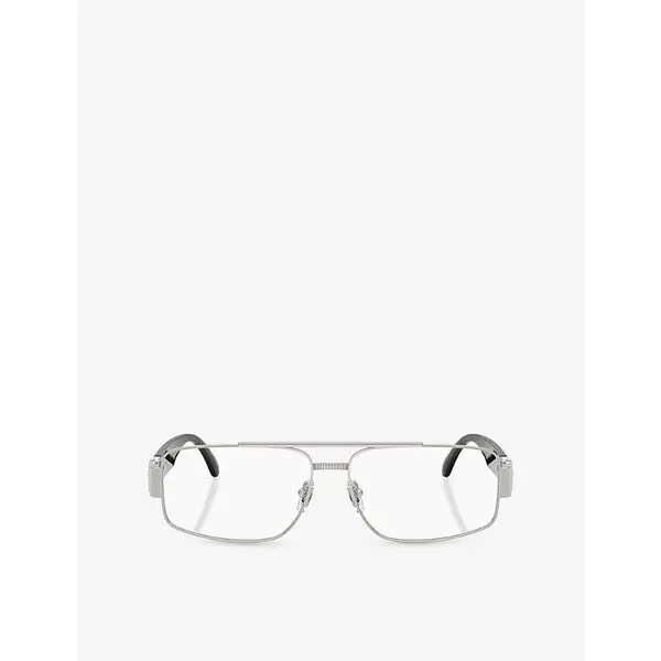 Versace Rectangle Metal Eyeglasses - Silver