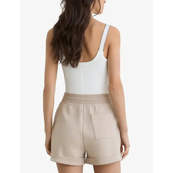 REISS Phoebe Drawstring-waist Stretch-jersey Shorts - Neutral