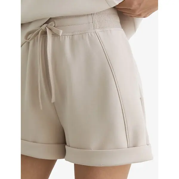 REISS Phoebe Drawstring-waist Stretch-jersey Shorts - Neutral