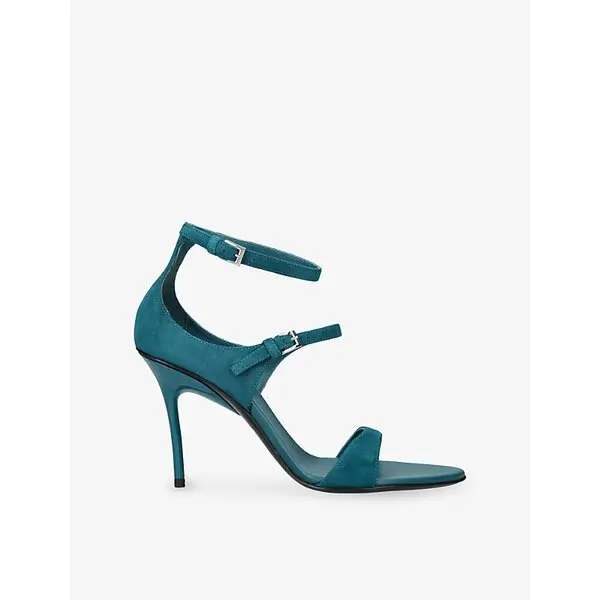 Alaïa Drop Strappy Suede Sandals - Teal