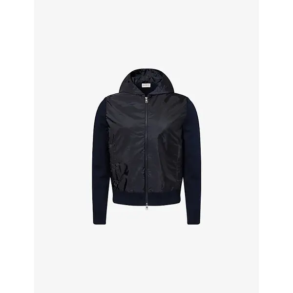 Moncler Hooded Contrast Knitted And Shell Jacket