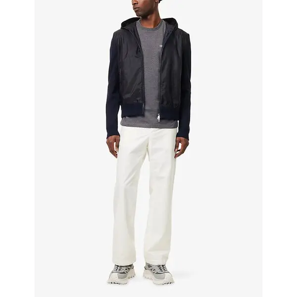 Moncler Hooded Contrast Knitted And Shell Jacket